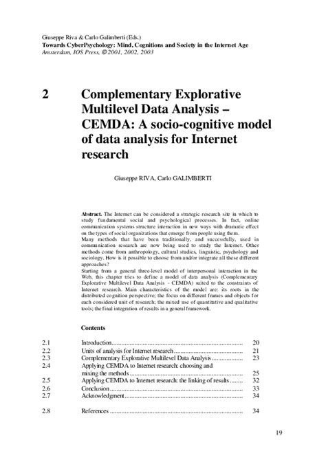 Pdf Complementary Explorative Multilevel Data Analysis