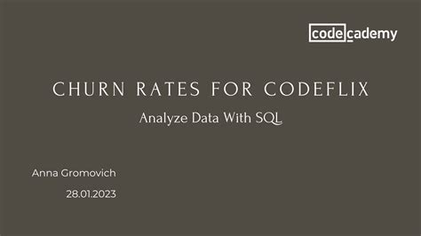 Churn Rate Project With Sql Codeflix Skill Path Projects