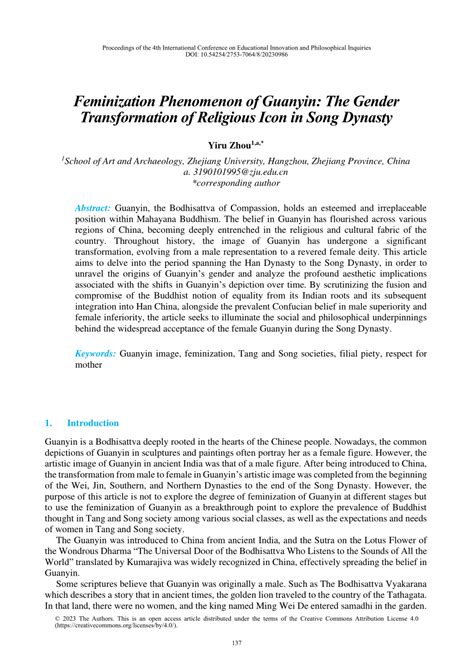 PDF Feminization Phenomenon Of Guanyin The Gender Transformation Of Religious Icon In Song