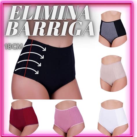 Kit 5 Calcinha Especial Pos Parto Segura Barriga Efeito Cinta Conforto