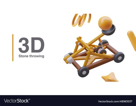 catapult for online computer game stone throwing vector image