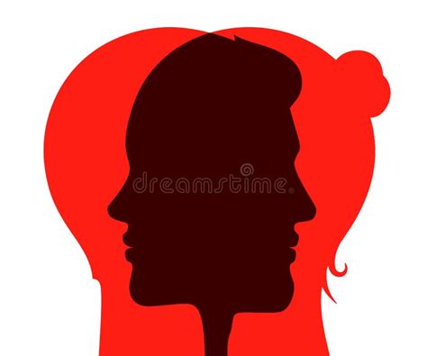 Overlapping Man And Woman Looking Thru Each Other Sexual Relations Concept Vector Illustration