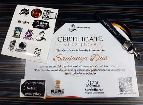 Saujanya Das On Linkedin Internship Webdevelopment Shadowfox Certificateofcompletion