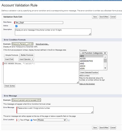 Validation Rule For Phone Number In Salesforce Salesforce Geek