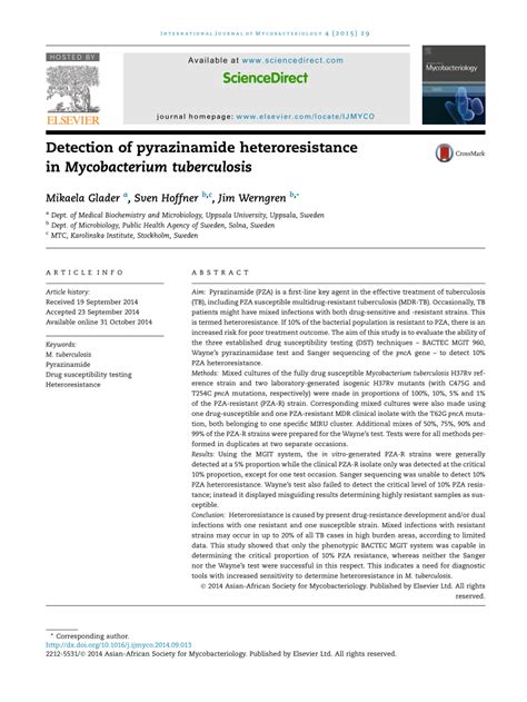 Pdf Detection Of Pyrazinamide Heteroresistance In Mycobacterium