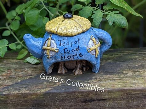 Teapot Toad House Ooak High Fired Toad Home Garden Art Etsy
