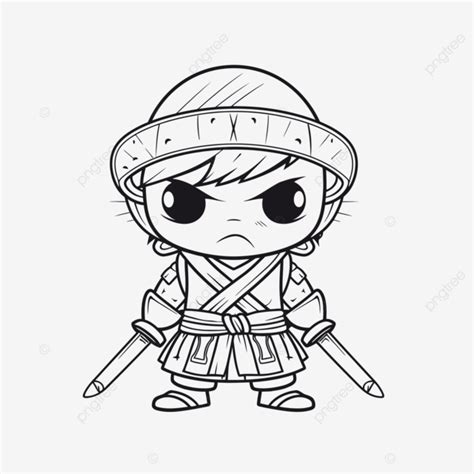 두 개의 칼 윤곽선 스케치 드로잉을 가진 아주 귀여운 소년 벡터 현실적인 사무라이 그림 현실적인 사무라이 개요 현실적인