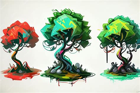 Premium Ai Image A Modern Small Tree Pattern With Bold Colors And