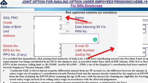 How To Fill Up Sail Eps 95 Joint Option Form Pension Online