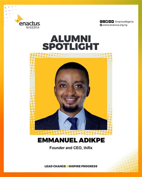 Enactus Nigeria On Linkedin 🔦 Alumni Spotlight Emmanuel Odeh Adikpe