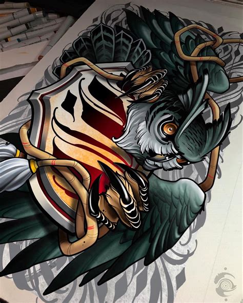 Neotraditional Tattoo Design With Owl By Mazurtattoo Neo Traditional Tattoo Traditional