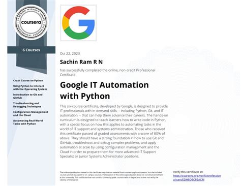 Sachin Ram On Linkedin Itautomation Python Coursera