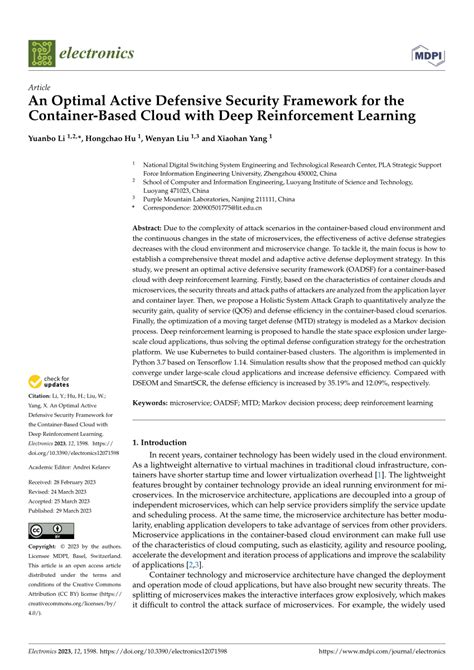 Pdf An Optimal Active Defensive Security Framework For The Container
