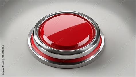 Red Round Push Button With Metallic Border On White Background D Stock Illustration Adobe Stock