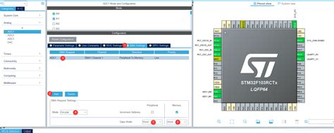 cubemx configuring stm32 adc dma to read the voltage value of two