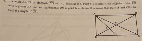 Solved 6 Rectangle Abcd Has Diagonals Overline Bd And Overline Ac
