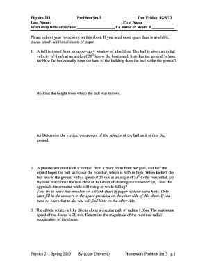 Fillable Online Physicscourses Syr HWProblemSet Doc Physicscourses Syr Fax Email Print