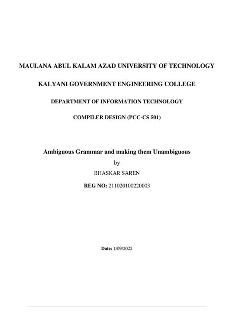 Ca2 Reports On Compiler Design Topics 48 Maulana Abul Kalam Azad