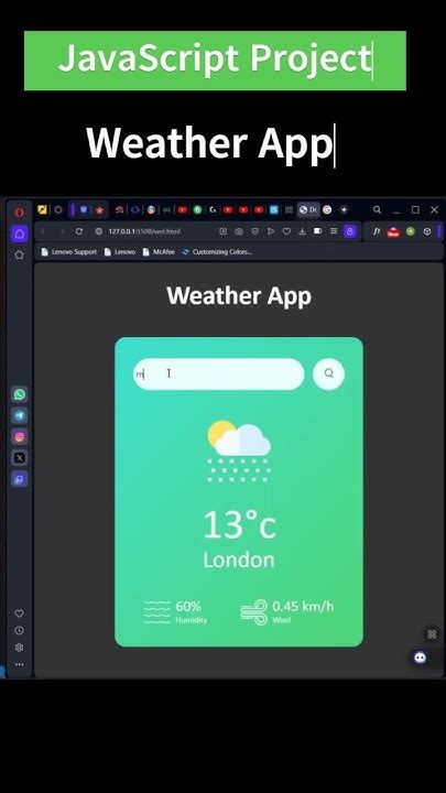 How To Create A Weather App In Javascript 🌤️ Html Css Js Project Youtube