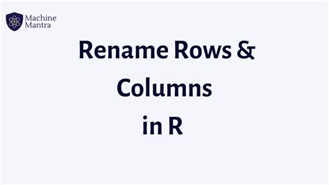 How To Rename Single And Multiple Rows And Columns In R Youtube