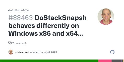 Dostacksnapshot Behaves Differently On Windows X86 And X64 Wrt Stack Unwinding · Issue 88463