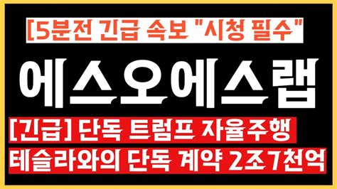에스오에스랩 주가전망 긴급 트럼프 2기정부 규제완화 앞으로 에스오 에스랩 전고점 넘으러 갑니다 하락에 속지마세요