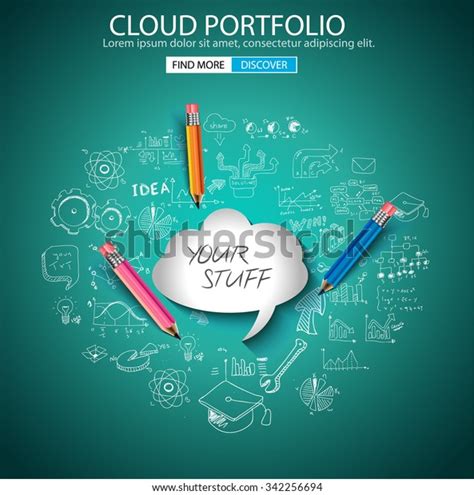 Cloud Portfolio Concept Doodle Design Style Stock Vector Royalty Free