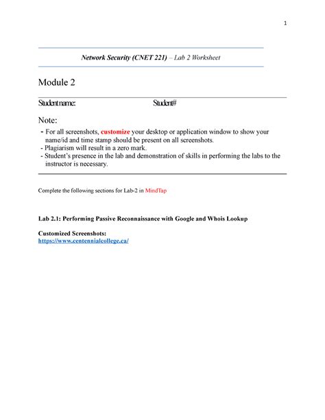 CNET Lab Network Security Network Security CNET Lab Worksheet Module