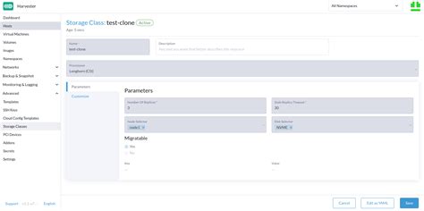 Bug Nodedisk Selector Does Not Clone When Clone A Storage Class · Issue 3560 · Harvester