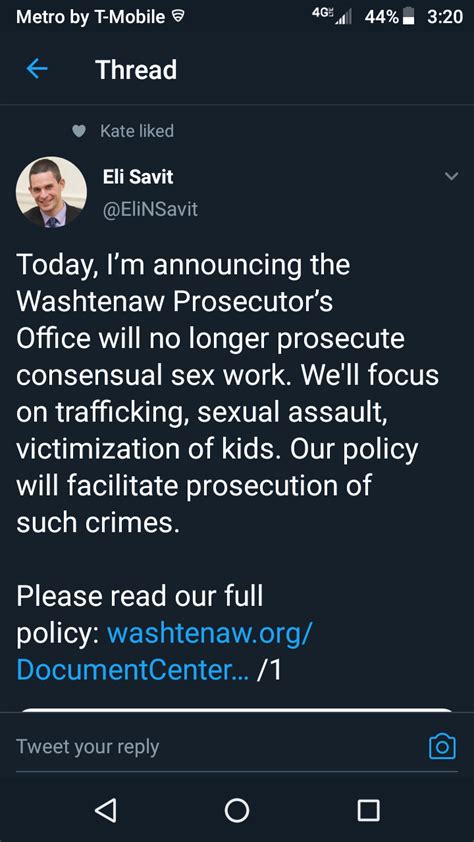 Washtenaw County In Michigan Is No Longer Prosecuting Consensual Sex Work R Sexworkers