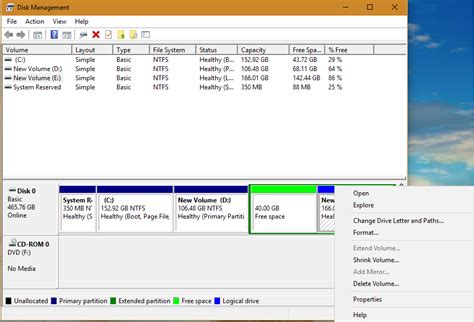 Partitioning Cant Merge Free Disk Space Using Disk Management In Windows 10 Super User
