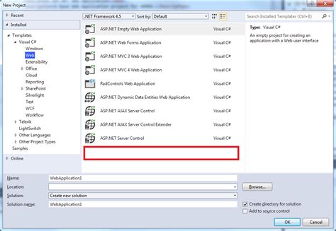 Net Visual Studio Project Template In The Web Category Stack Overflow