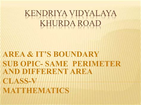 Perimeter Boundary And Area Class V Ppt