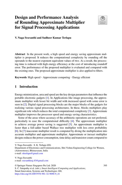Pdf Design And Performance Analysis Of Rounding Approximate