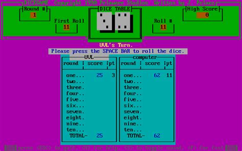 Dicegame 1989 Ms Dos Game