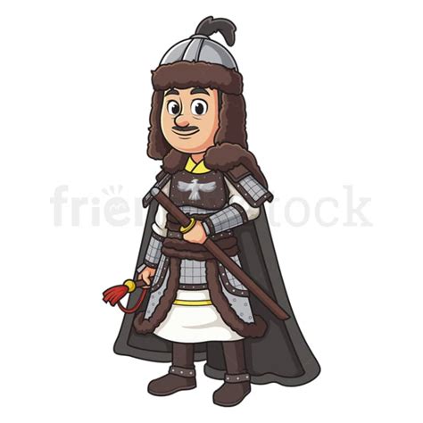 Cartoon Genghis Khan Vector Clip Art Illustration Friendlystock