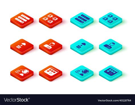 Set Network Cloud Connection Loading Data Window Vector Image