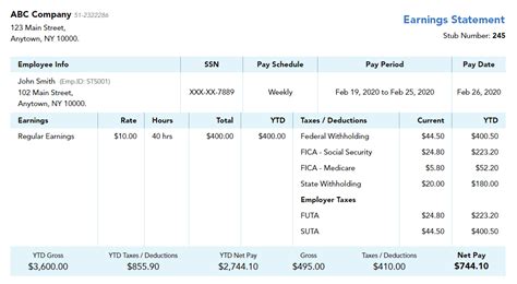 Pay Stub Example Excel At Sasfilmblog Blog