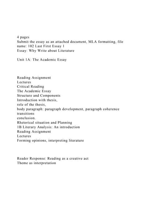 4 Pagessubmit The Essay As An Attached Document Mla Formattdocx