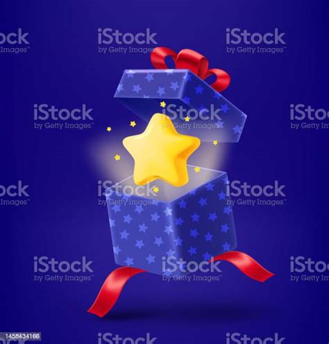 황금 별이 있는 선물 상자를 엽니다 3d 벡터 일러스트 레이 션 카지노에 대한 스톡 벡터 아트 및 기타 이미지 카지노 만화