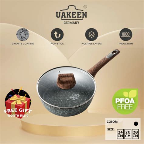 [UAKEEN GERMANY] 24 26 28Cm Die-Cast Granite Non-Stick Coating Deep ...