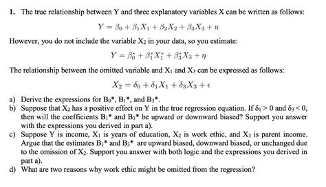 1 the true relationship between y and three