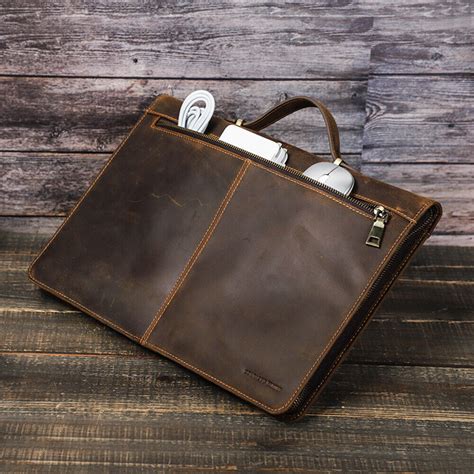 Genuine Leather Laptop Sleeve Case For Macbook Air Pro 13 14 15 16 Inch