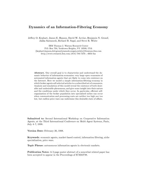 pdf dynamics of an information filtering economy