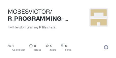 Github Mosesvictorrprogramming Class I Will Be Storing All My R
