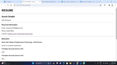 Mohammad Avesh Shaikh On Linkedin Internship Html Webdevelopmen Techjourney