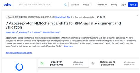 Database Proton Nmr Chemical Shifts For Rna Signal Assignment And