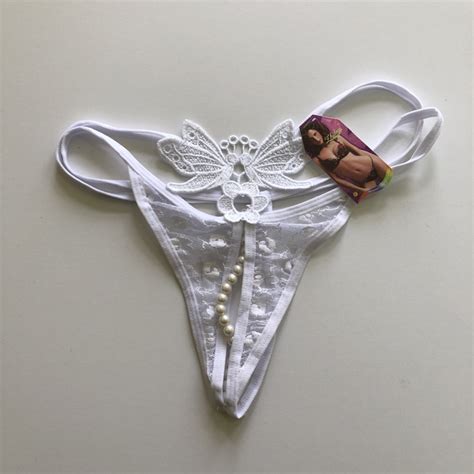 Трусики з розрізом Стрінги з перлинками трусики з намистинками сексуальна еротична білизна Sexy