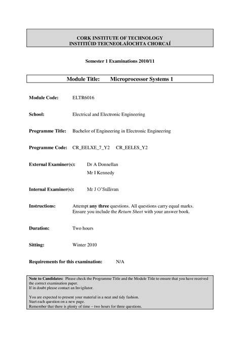 Low Level Programming Microprocessor Systems Exam Docsity