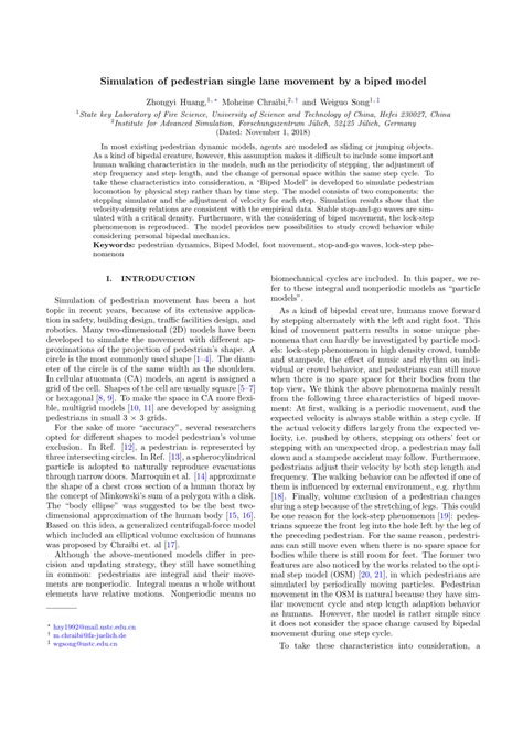 Pdf Simulation Of Pedestrian Single Lane Movement By A Biped Model